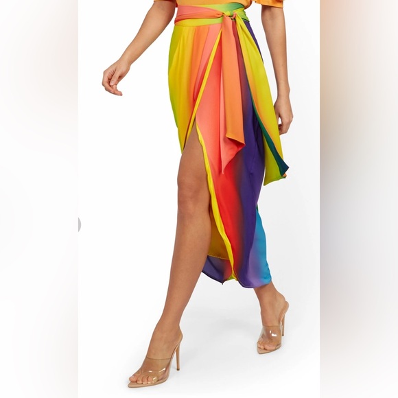 New York & Company | Skirts | New York Co Colorful Rainbow Wrap Skirt ...